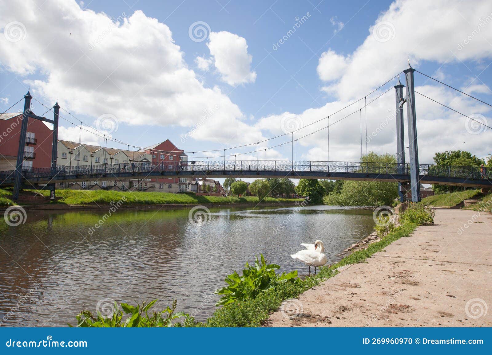 Views of the River Exe and Cricklepit Bridge in Exeter, Devon in the UK ...