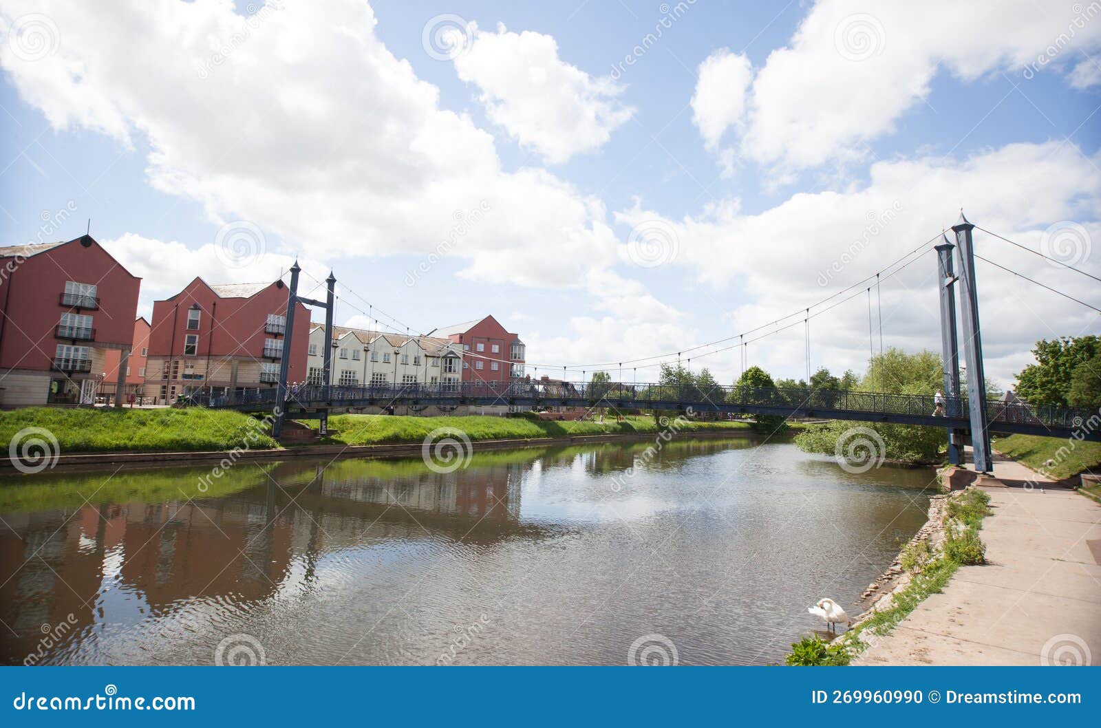 Views of the River Exe and Cricklepit Bridge in Exeter, Devon in the UK ...