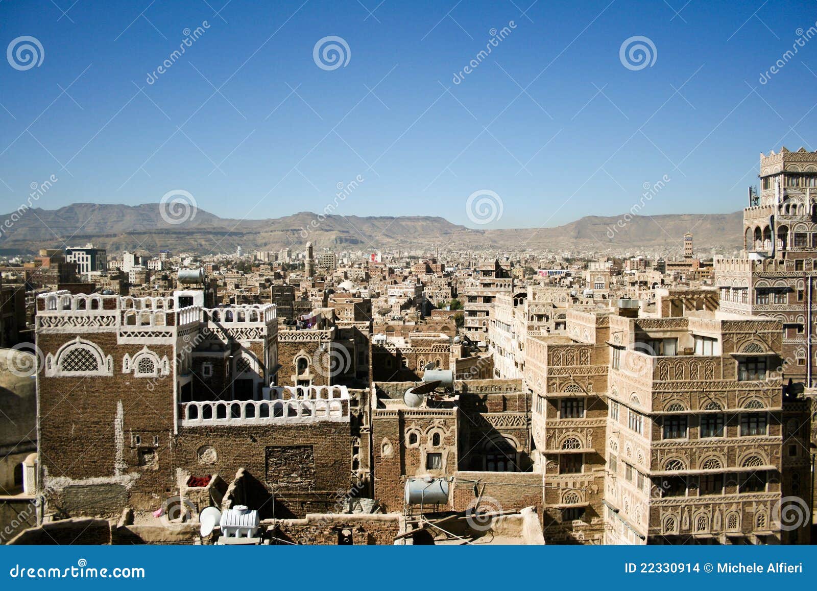 Views of Sanaa, Yemen. stock photo. Image of clay, yemen - 22330914