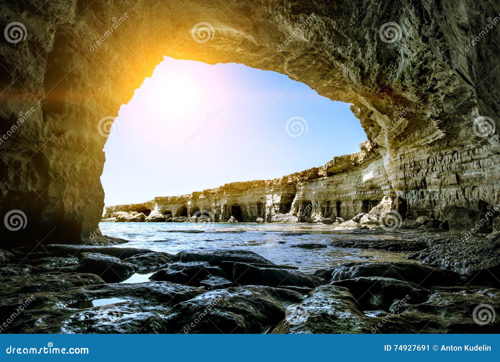Views of the Sea and Cliffs of Cape Greco . Cyprus. Stock Image - Image ...