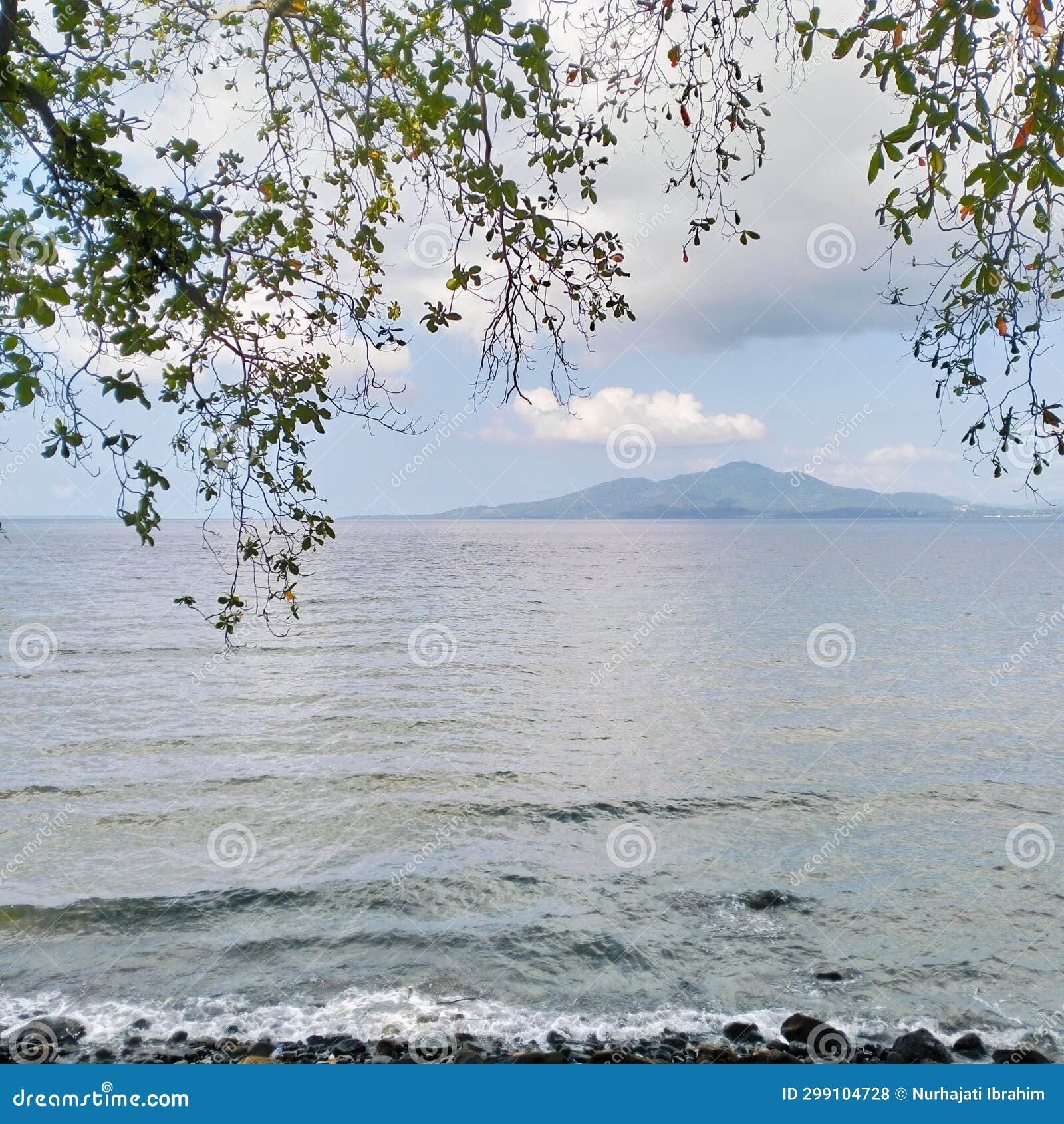 Views of the Sea and an Island Seen from a Distance Stock Photo - Image ...