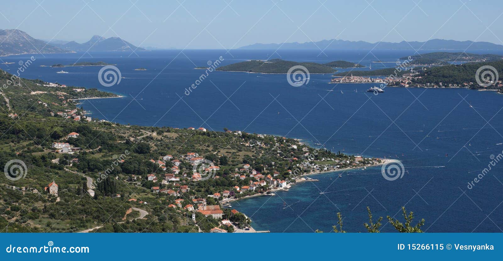 Viganj and Island Korcula, Croatia Stock Image - Image of roof, boat ...