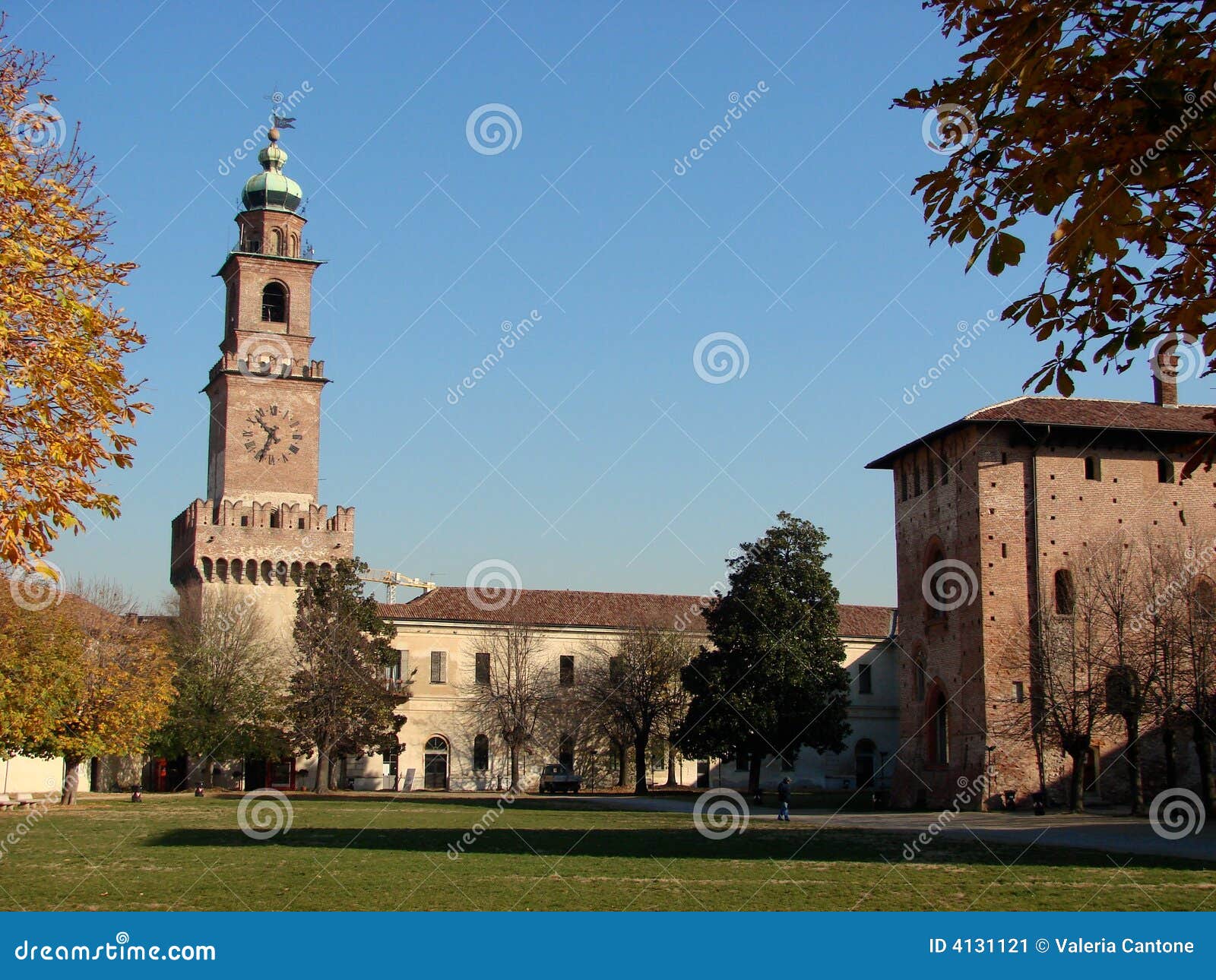 Vigevano castle and tower stock image. Image of clock - 4131121