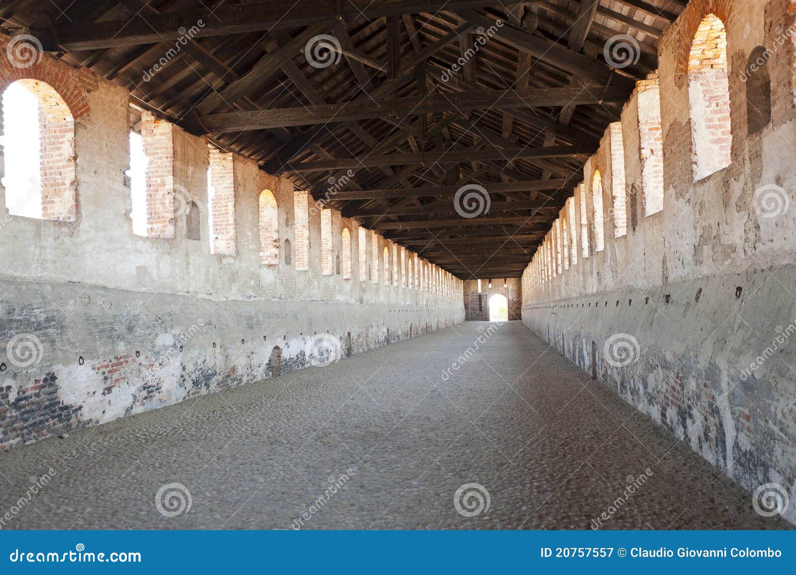 Vigevano, Covered Street of the Castle Stock Image - Image of timber ...