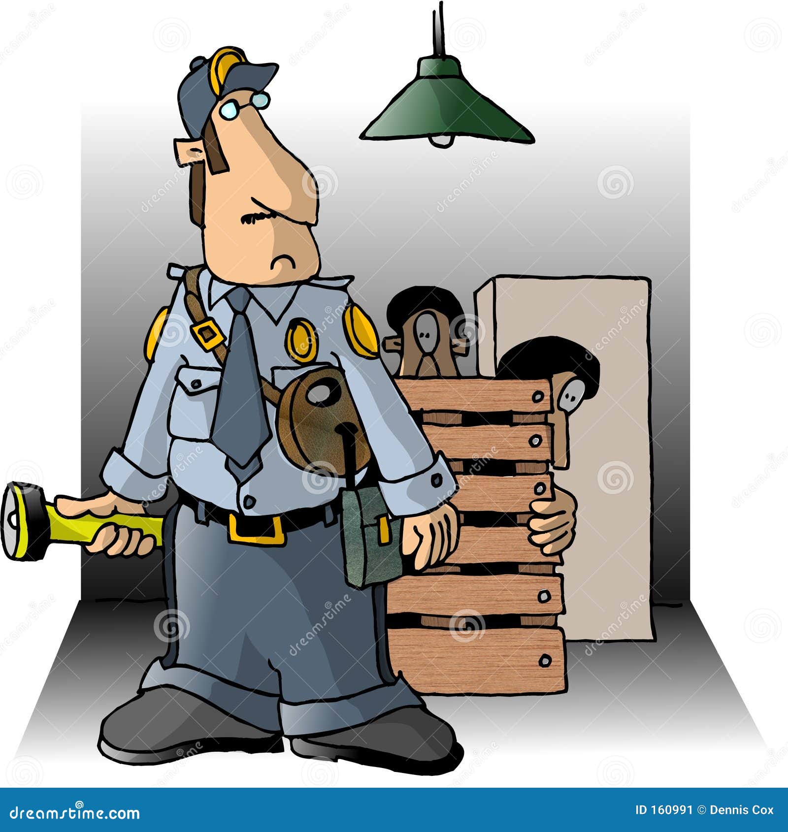Vigilante de noche stock de ilustración. Ilustración de linterna - 160991
