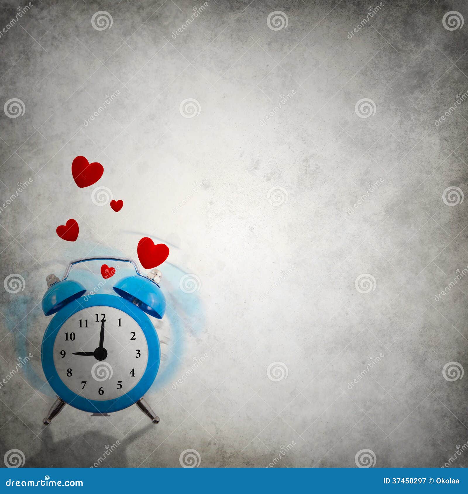 Vignette Background with Love Ringing Clock and Hearts Stock ...