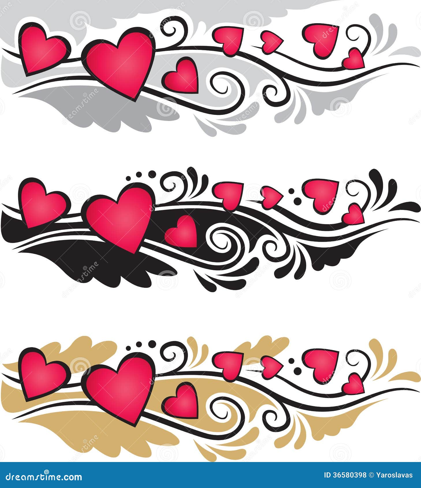 Vignette or Banners with Hearts Stock Vector - Illustration of ...