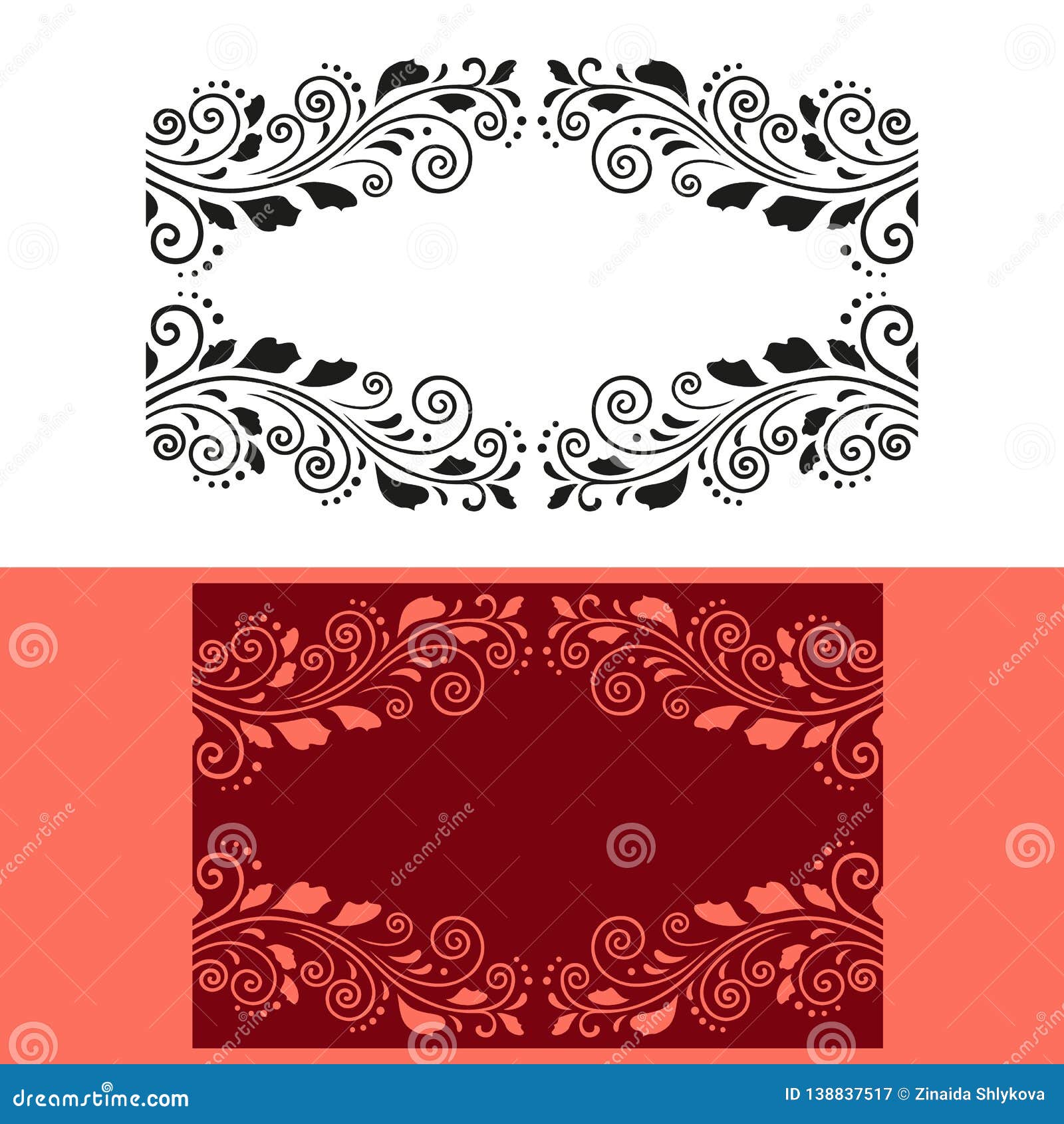 Vignette Stencil Outline Decorative Floral Element, Design Pattern of a ...