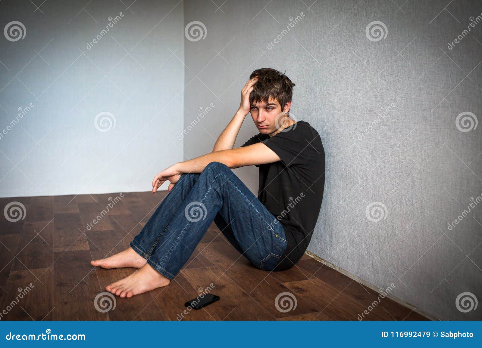 Sad Young Man stock image. Image of hide, desolation - 116992479