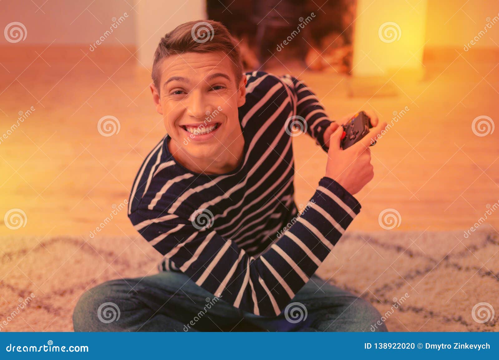 Vigorous Energetic Guy Passing Level on Console Stock Photo - Image of ...
