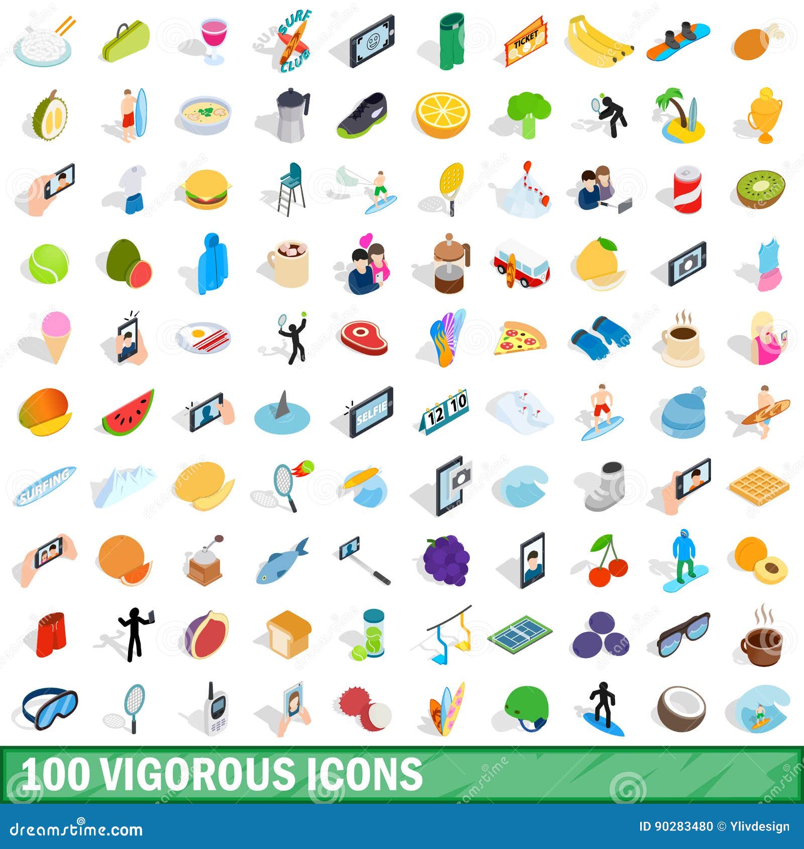 100 Vigorous Icons Set, Isometric 3d Style Stock Vector - Illustration ...