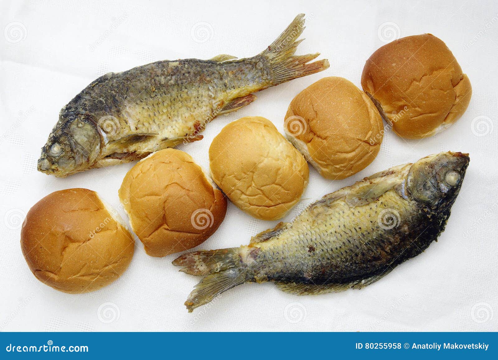 Vijf Broden, En De Twee Vissen Stock Foto - Image of mattheel ...