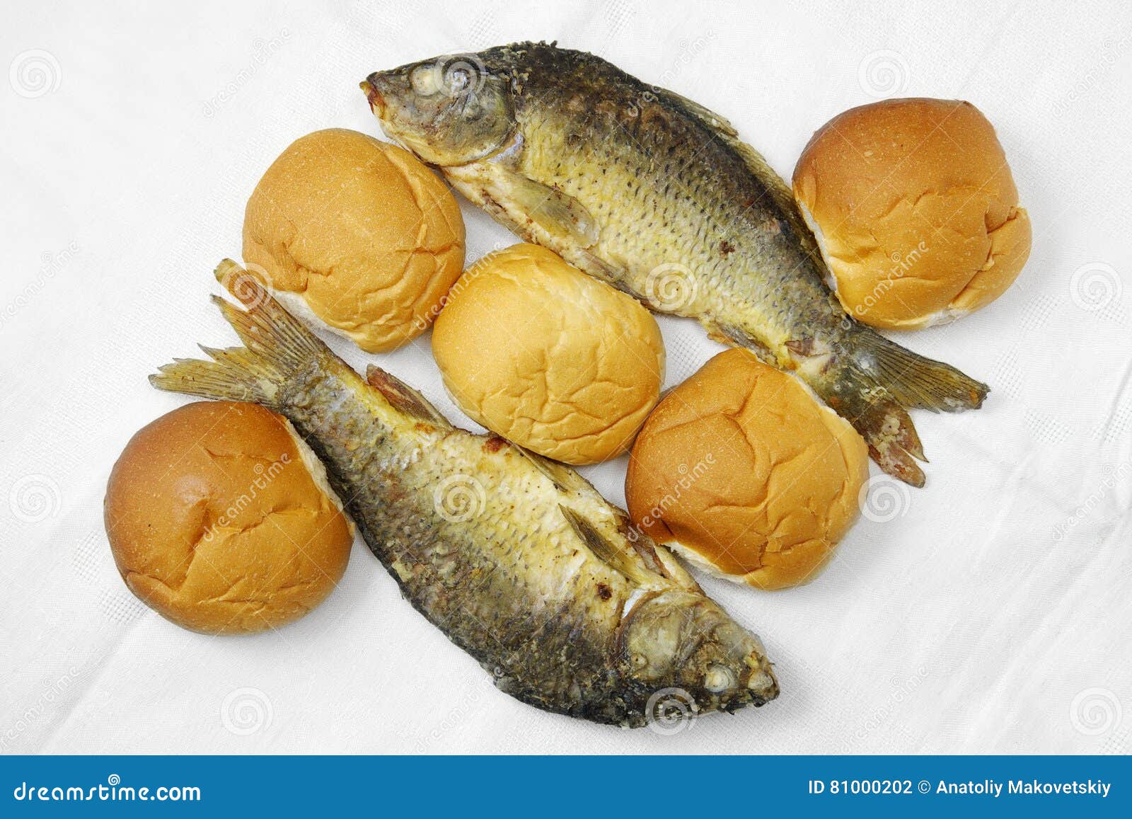 Vijf Broden, En De Twee Vissen Stock Foto - Image of twee, canvas: 81000202