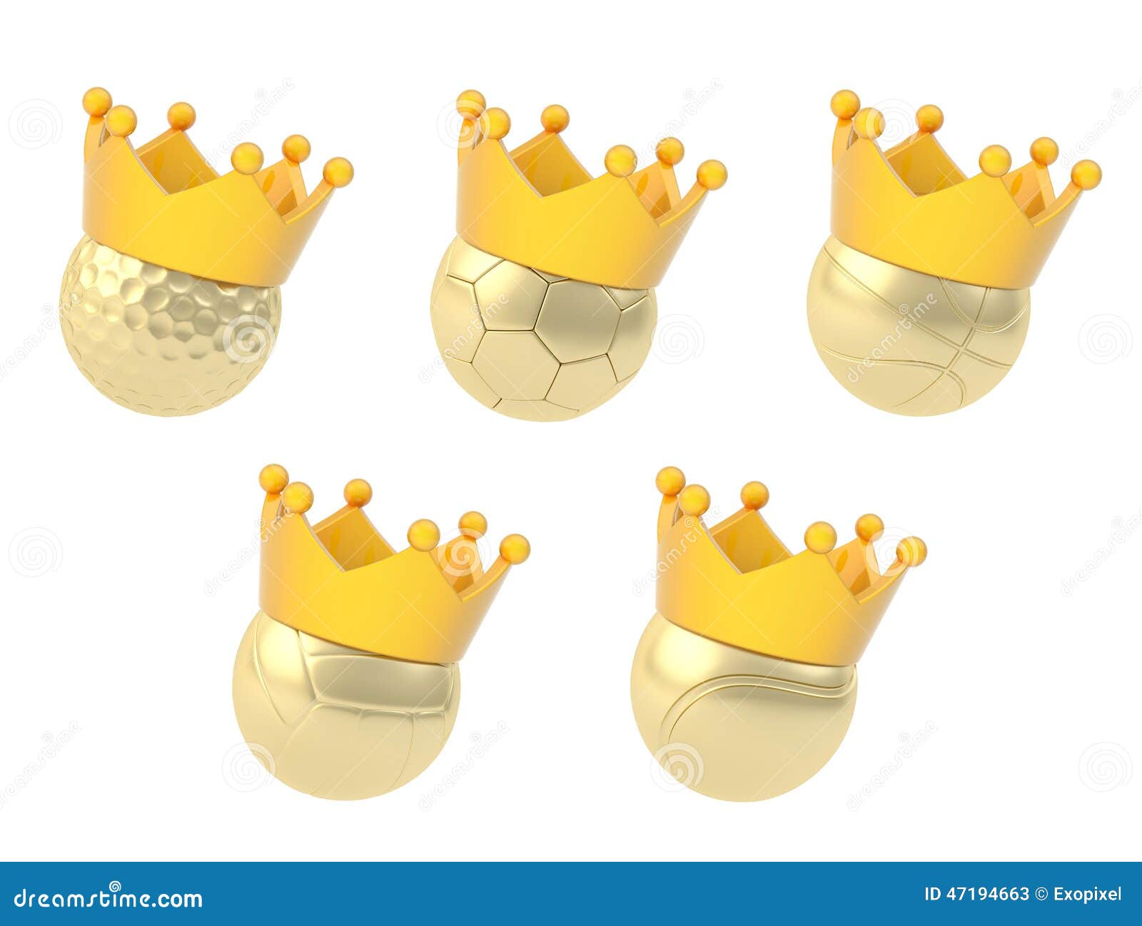 Vijf Verschillende Ballen in De Kroon Stock Illustratie - Illustration ...