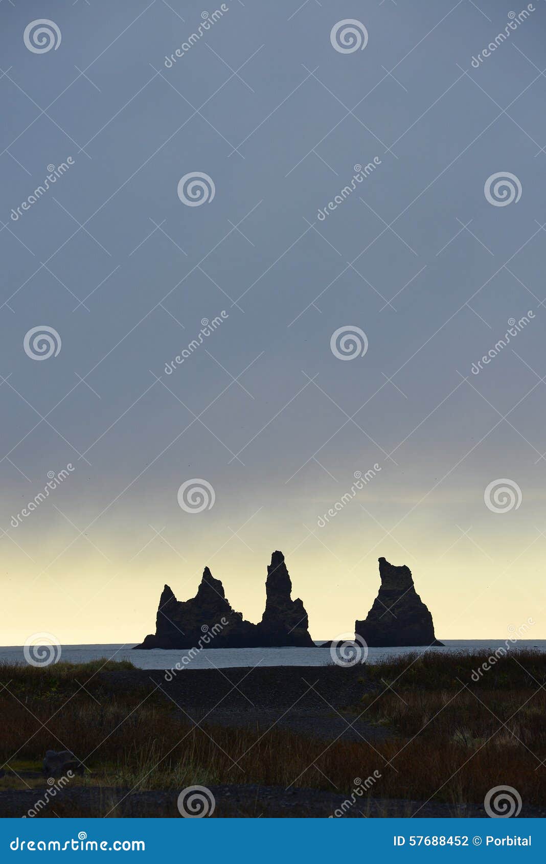 Vik sea stack stock photo. Image of beach, stack, cloud - 57688452