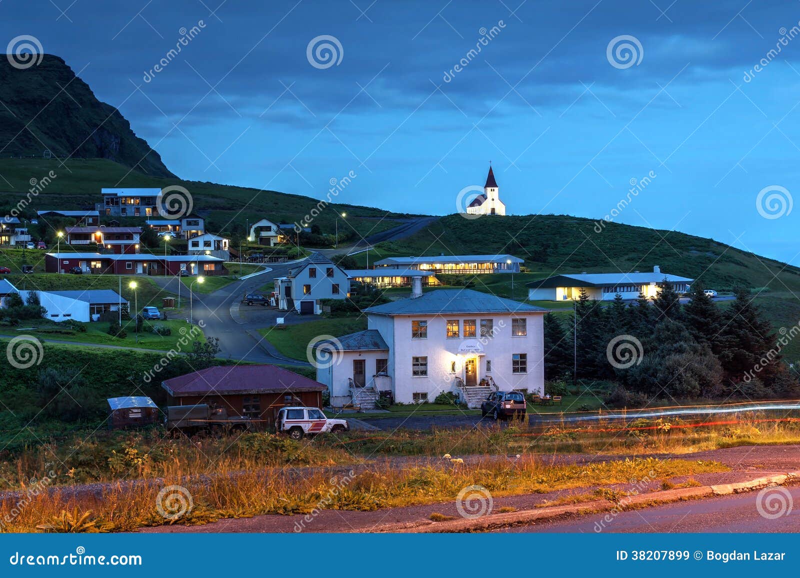 Vik village, Iceland stock image. Image of summer, night - 38207899