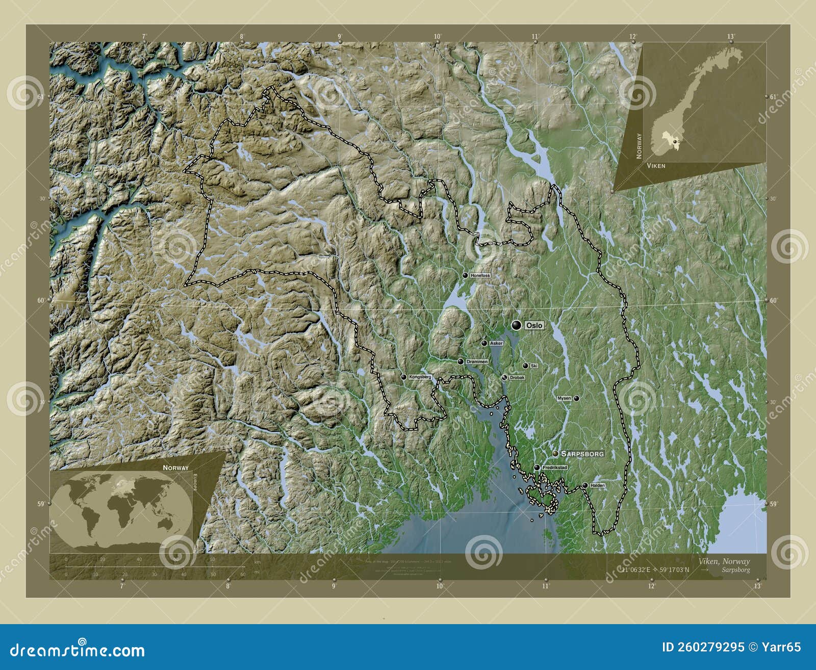 Viken, Norway. Wiki. Labelled Points of Cities Stock Illustration ...