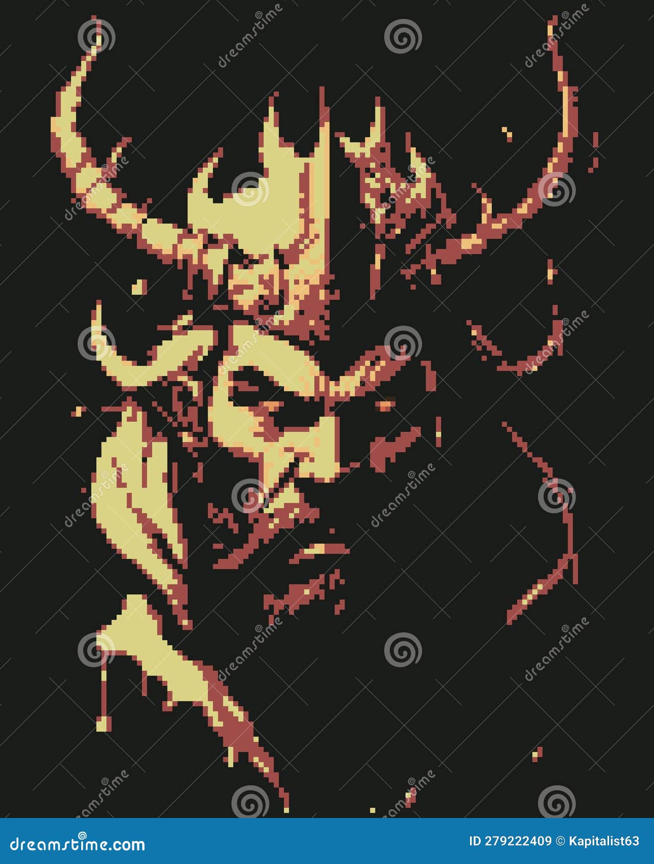 Viking Pixel Character And Villain Monster Zombie Vector Illustration ...