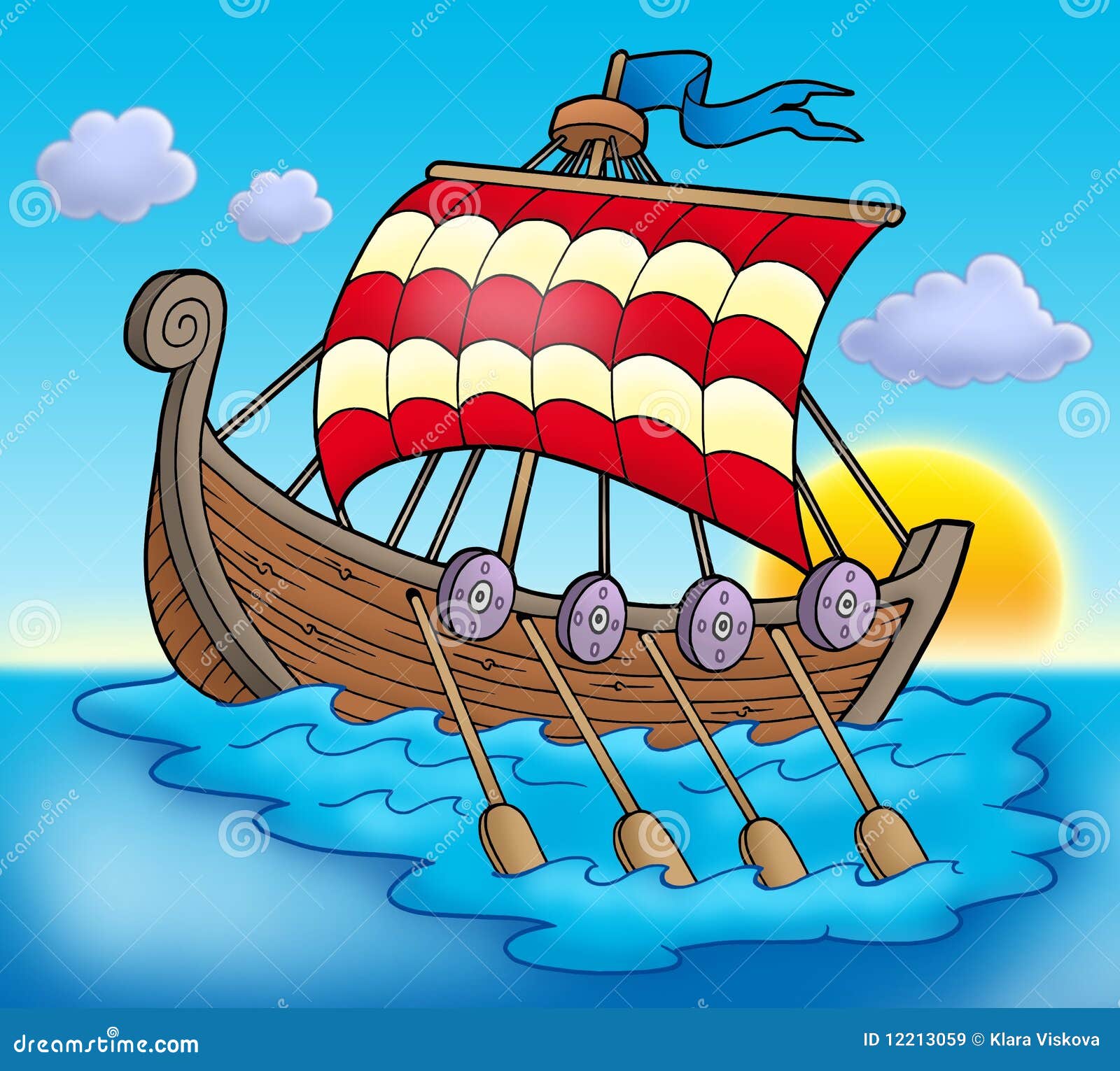 Viking boat on sea stock illustration. Illustration of historic - 12213059