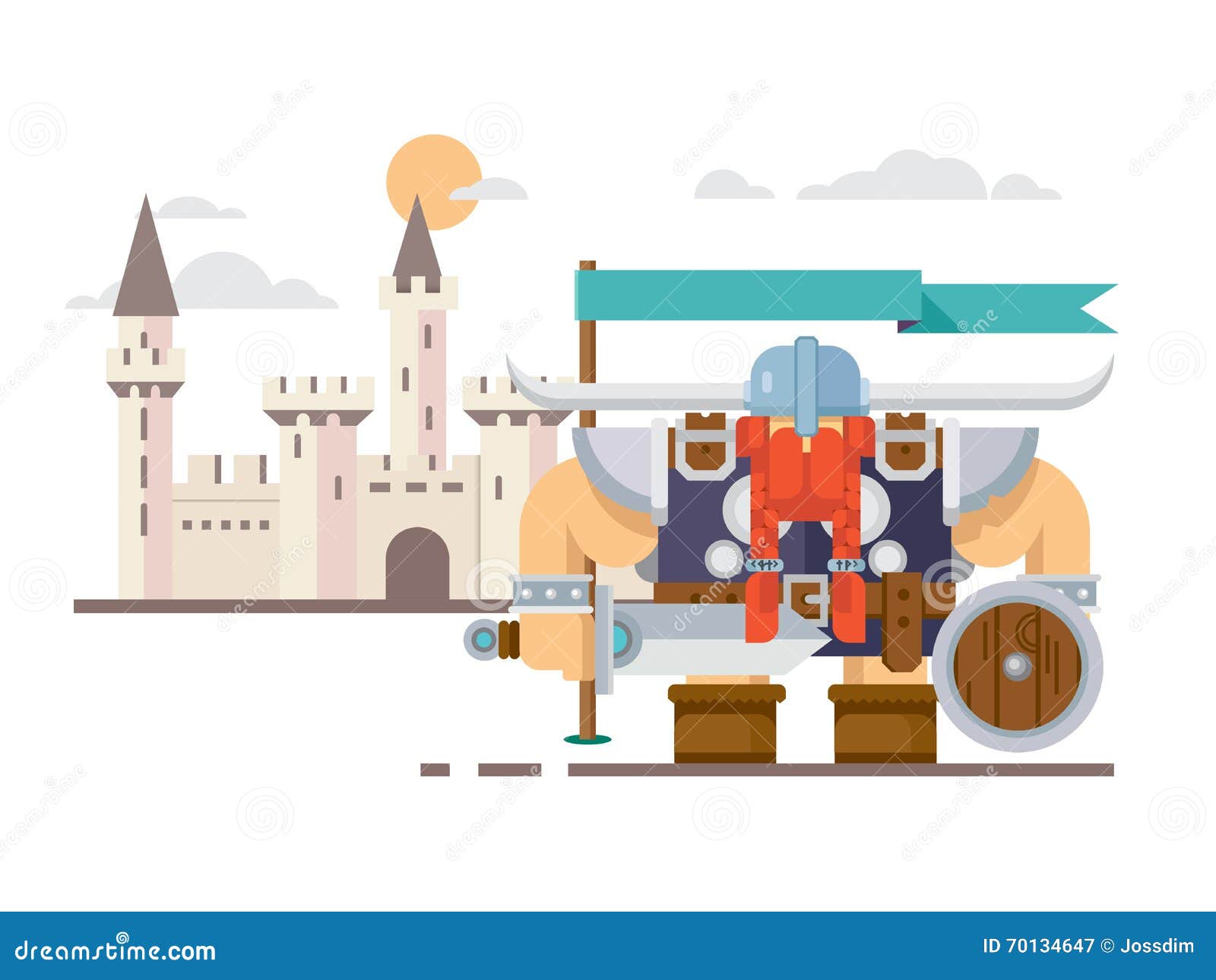 Viking and the castle stock vector. Illustration of ancient - 70134647