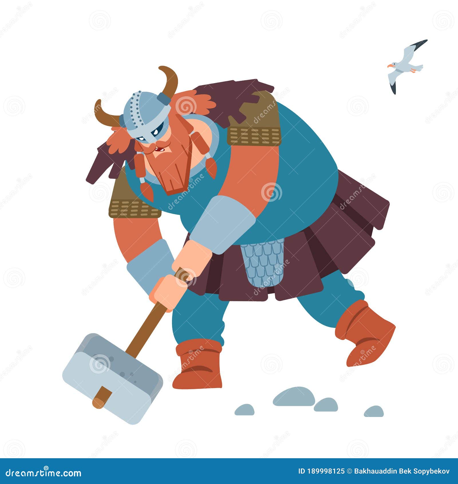 Viking. Crazy Strong Viking with Traditional Costume Attacking ...