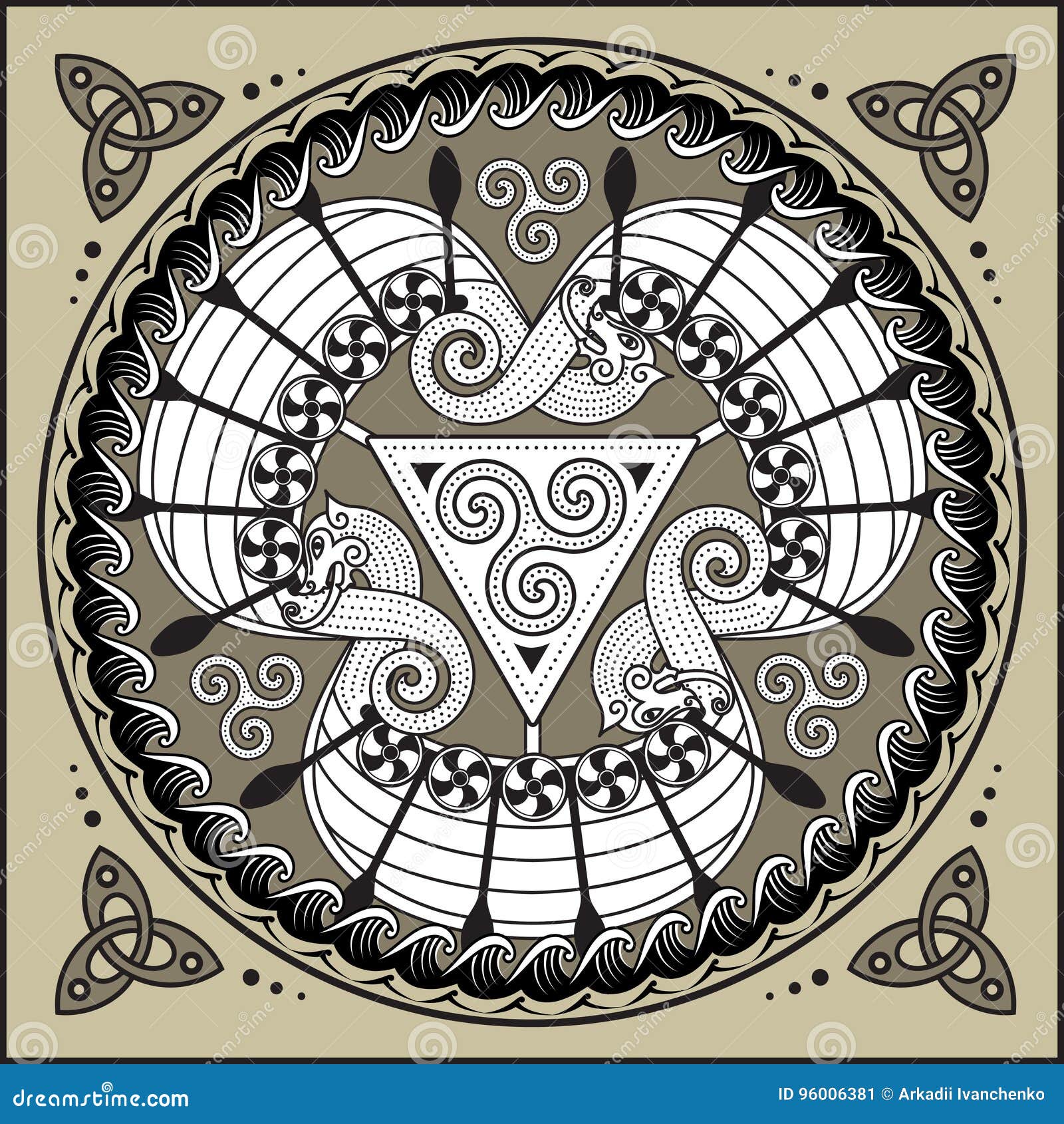 Viking Drakkar. Design of the Three Scandinavian Ships Drakkar Stock ...