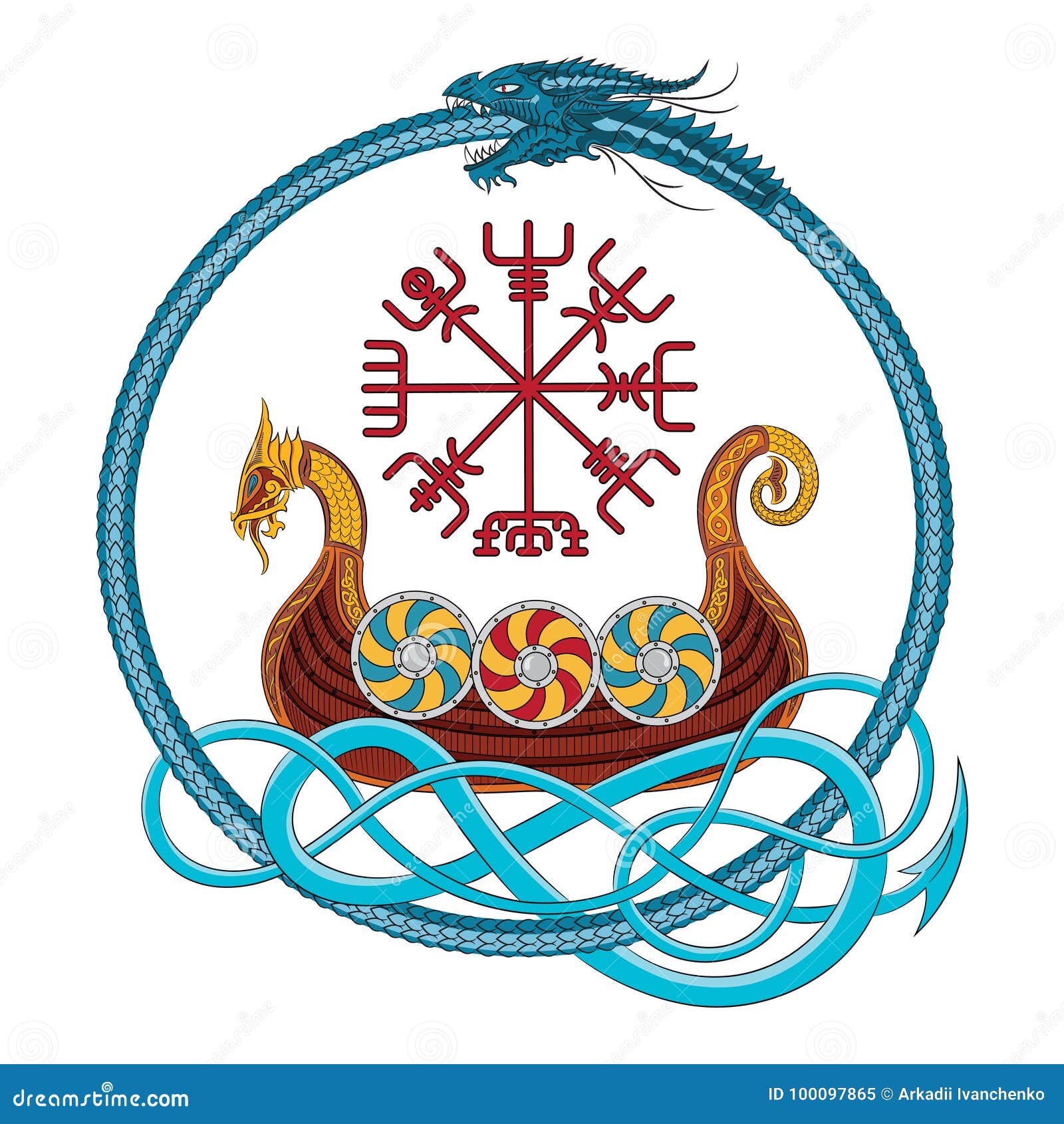 Viking Drakkar. Drakkar Ship Sailing on the Stormy Sea Stock Vector ...