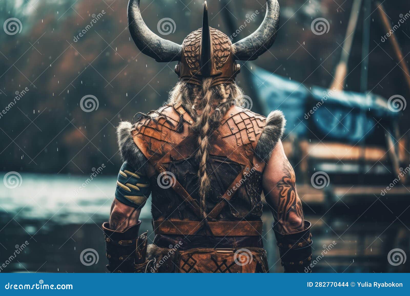 Viking Drakkar. Drakkar Ship Sailing On The Stormy Sea And Mythical ...