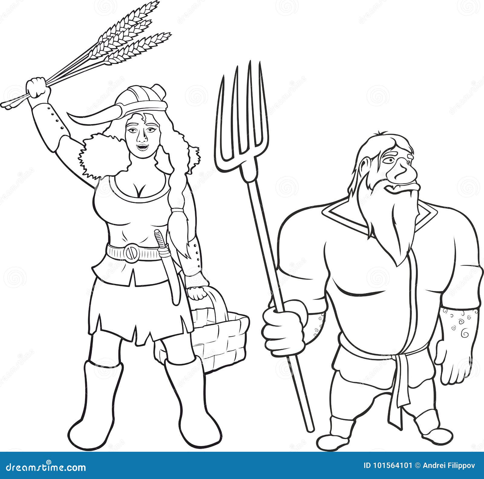 Viking farmers contours stock vector. Illustration of hands - 101564101