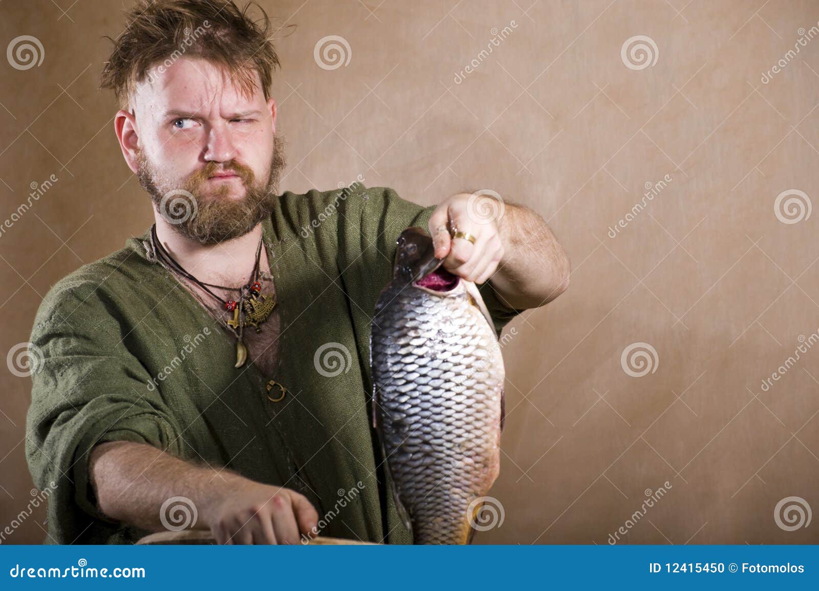 Viking and fish stock photo. Image of heavy, expressive - 12415450
