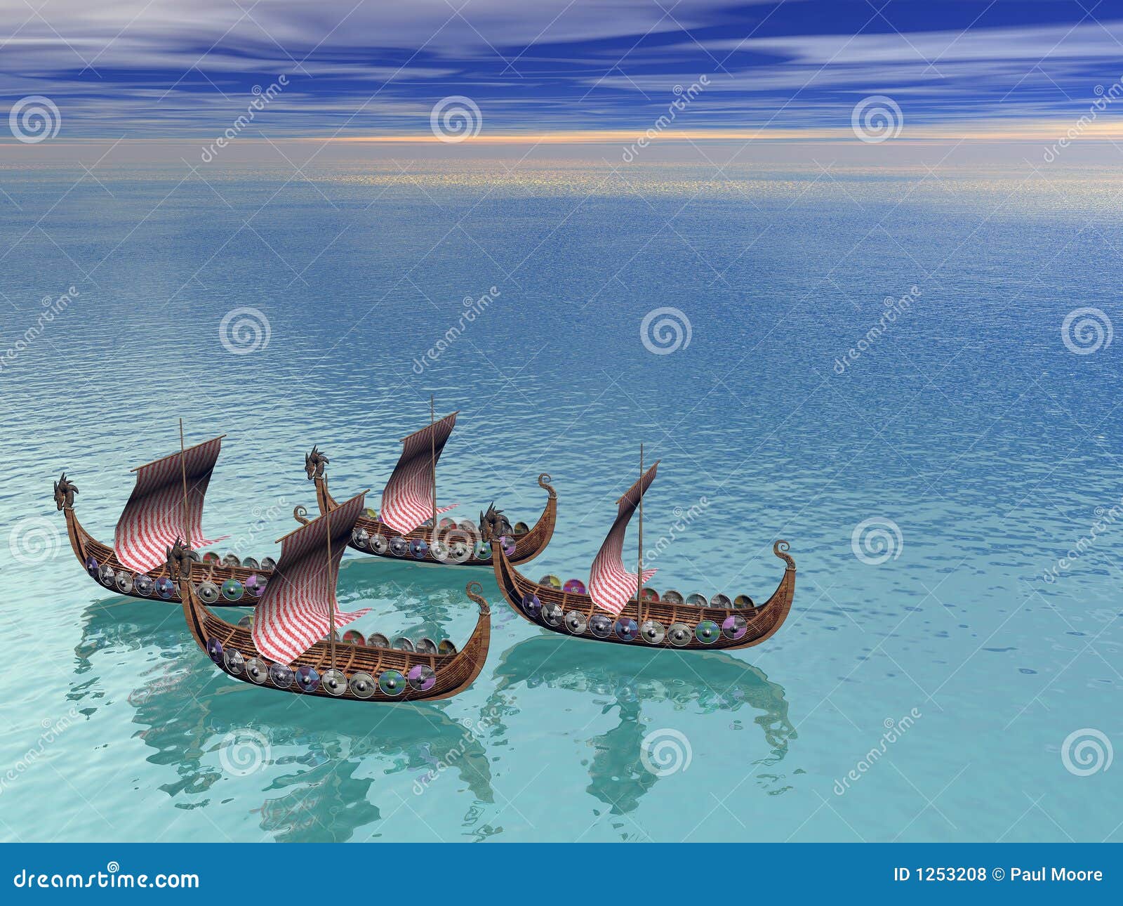 Viking Fleet 2 stock illustration. Illustration of galleon - 1253208