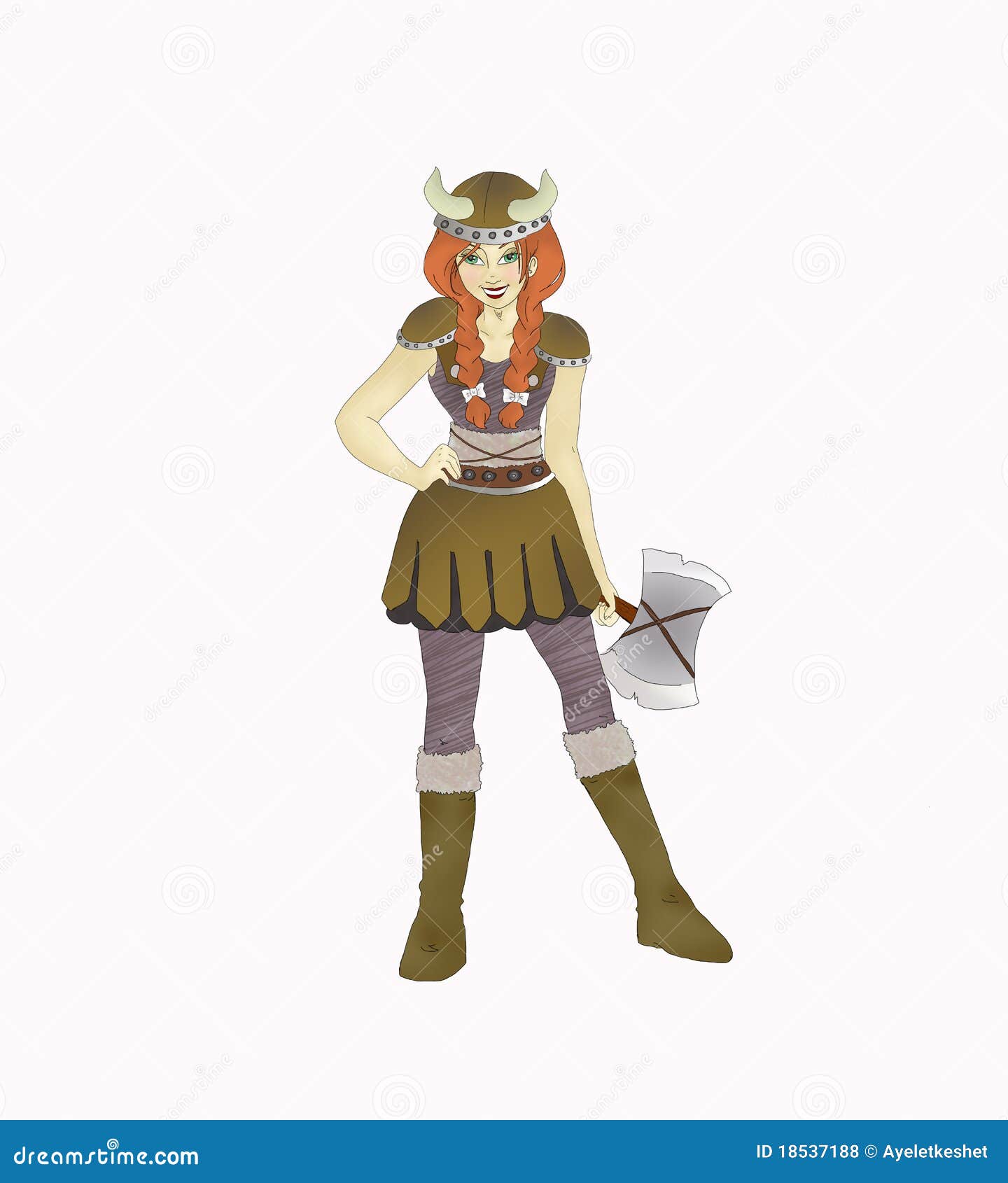 Viking Girl Sitting On A Flying Dragon. Isolated Character Viking And ...