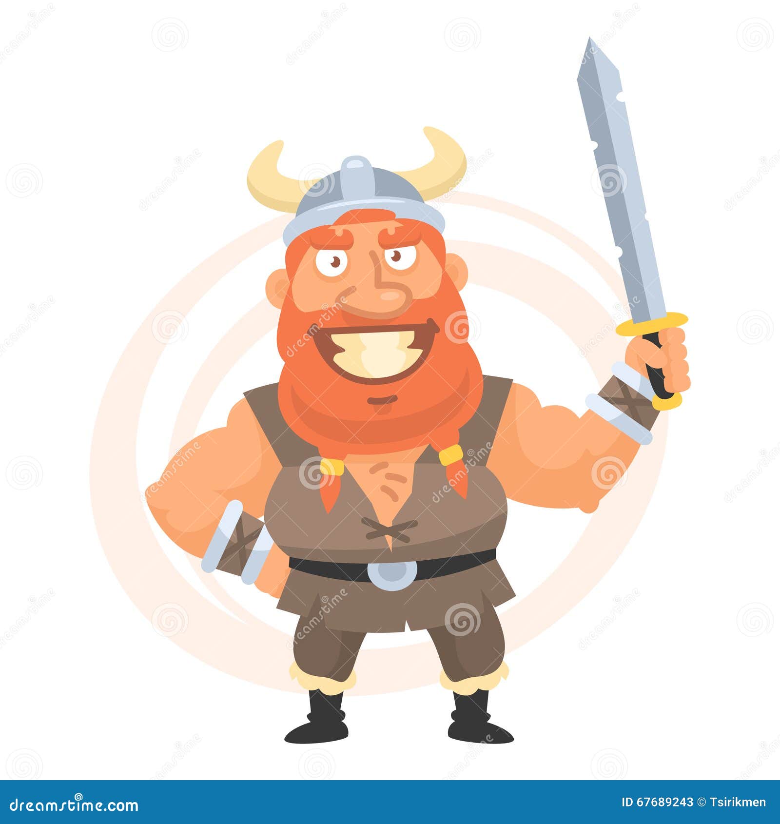 Viking Holds Sword and Smiling Stock Vector - Illustration of cute ...