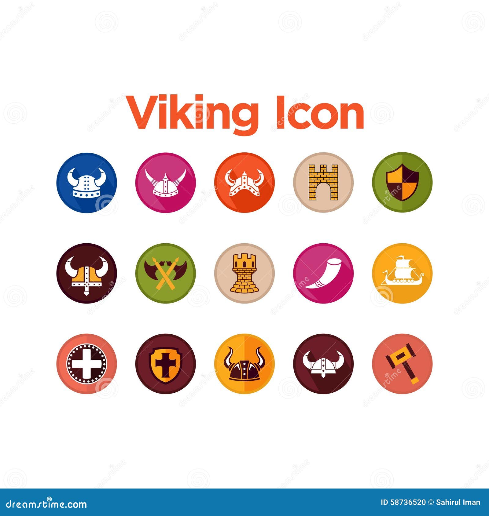 Viking Icon Set stock vector. Illustration of bomb, knife - 58736520