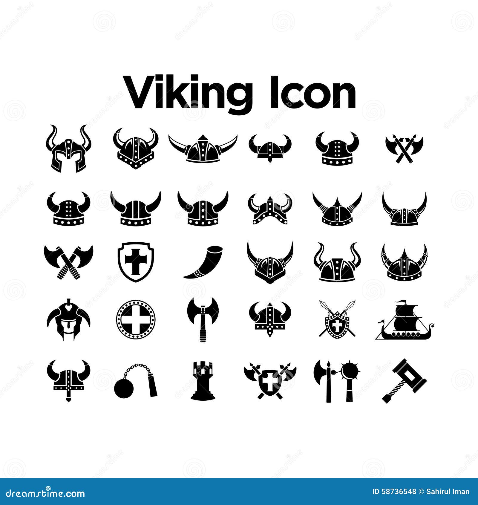 Viking Icon Set Stock Vector - Image: 58736548