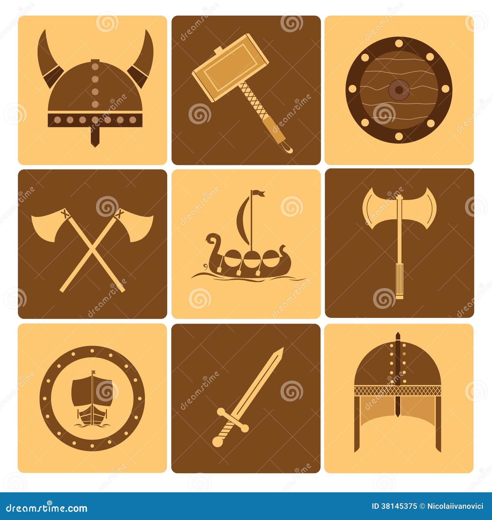 Viking icons stock vector. Illustration of scandinavian - 38145375