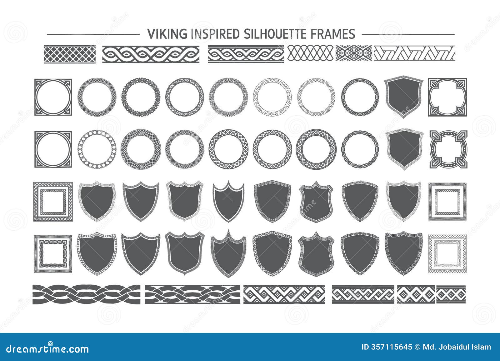 Viking-Inspired Silhouette Frames and Decorative Borders Collection ...