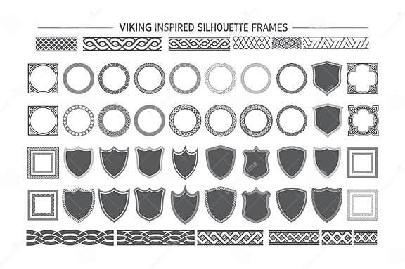 Viking-Inspired Silhouette Frames and Decorative Borders Collection ...