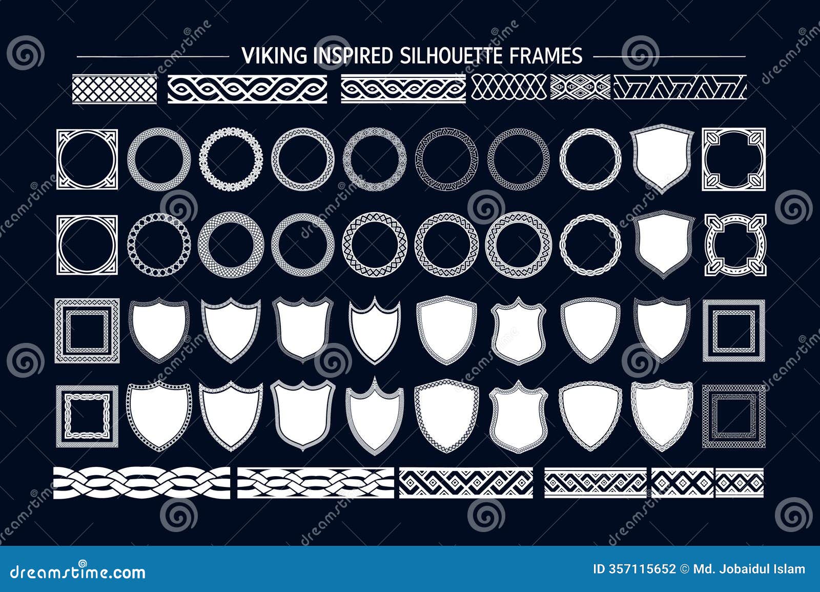 Viking-Inspired Silhouette Frames and Decorative Borders Collection ...