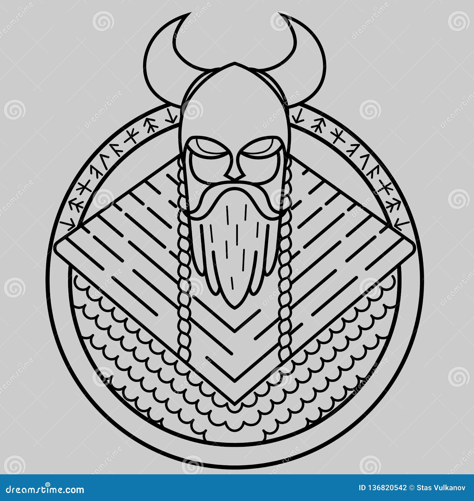 Viking Of Lines, Warrior From The North, Formidable Warrior In Helmet ...