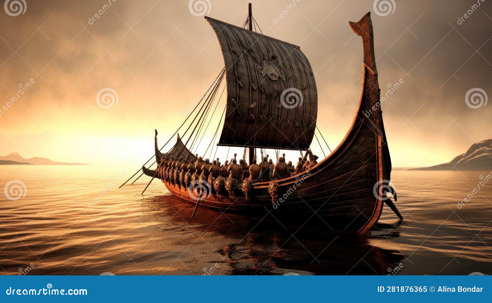 A Viking Longship Known As a "drakkar." Stock Illustration ...