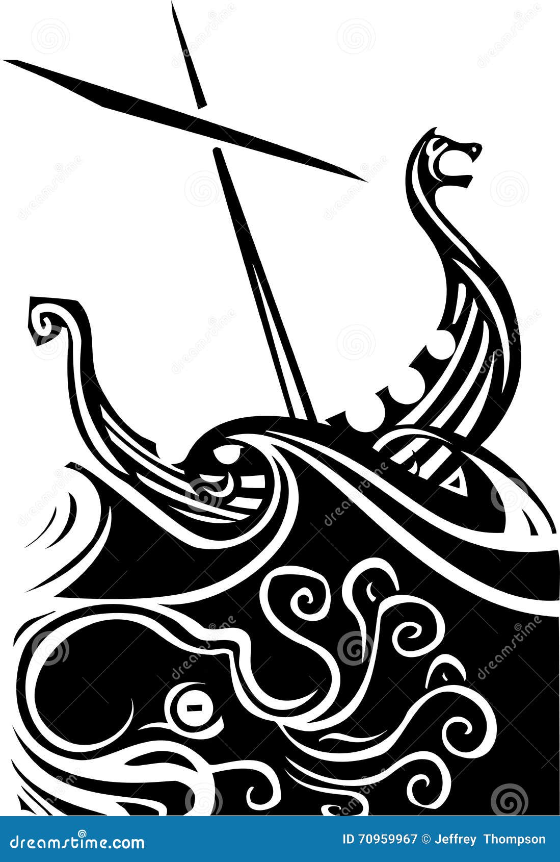 Viking Longship Sailing Cartoon Vector | CartoonDealer.com #30893107