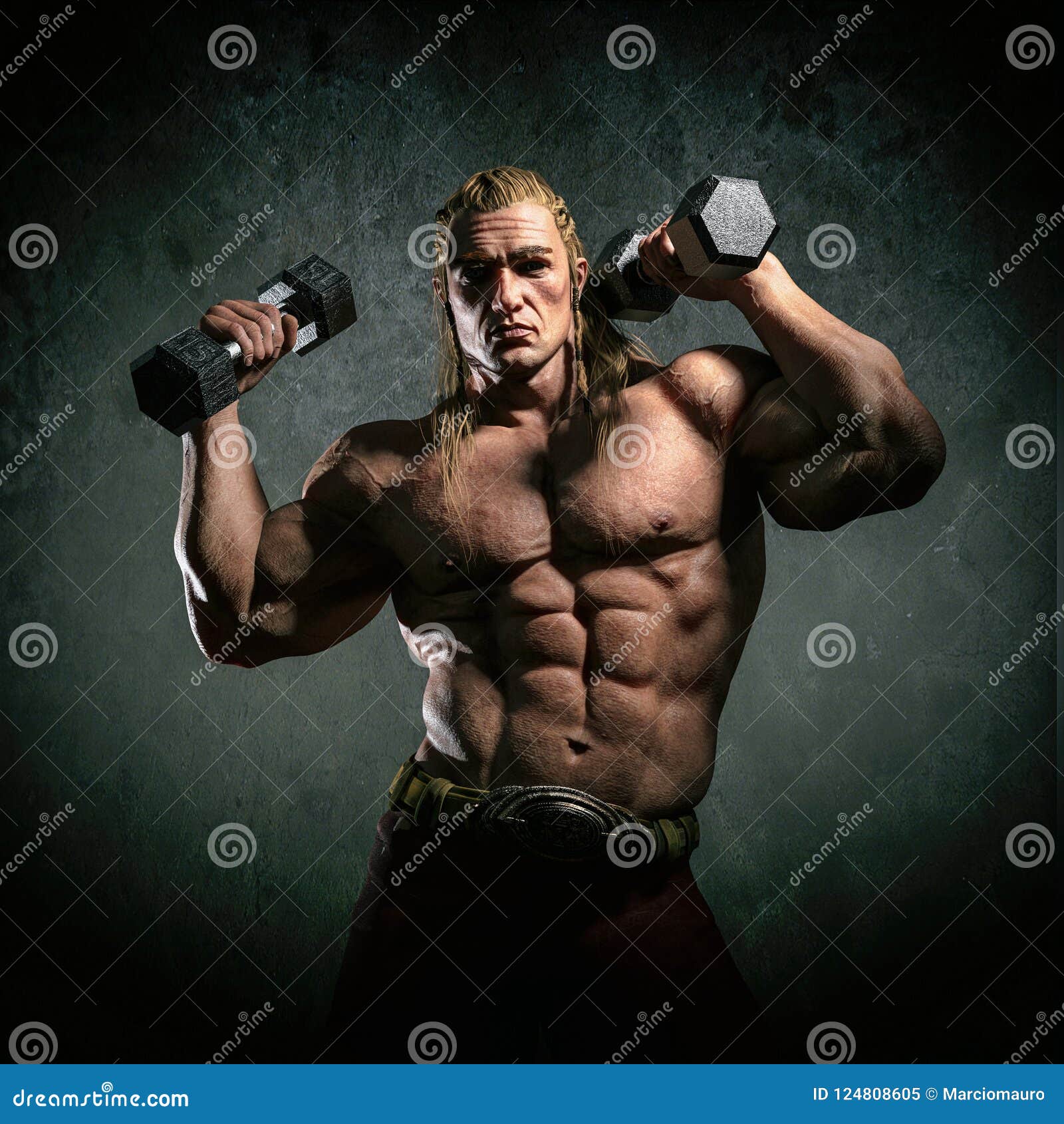 Viking man doing exercise stock illustration. Illustration of isolated ...