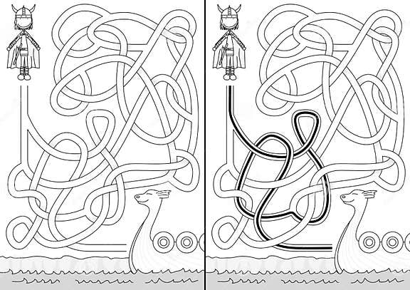 Viking maze stock vector. Illustration of viking, composition - 99632482