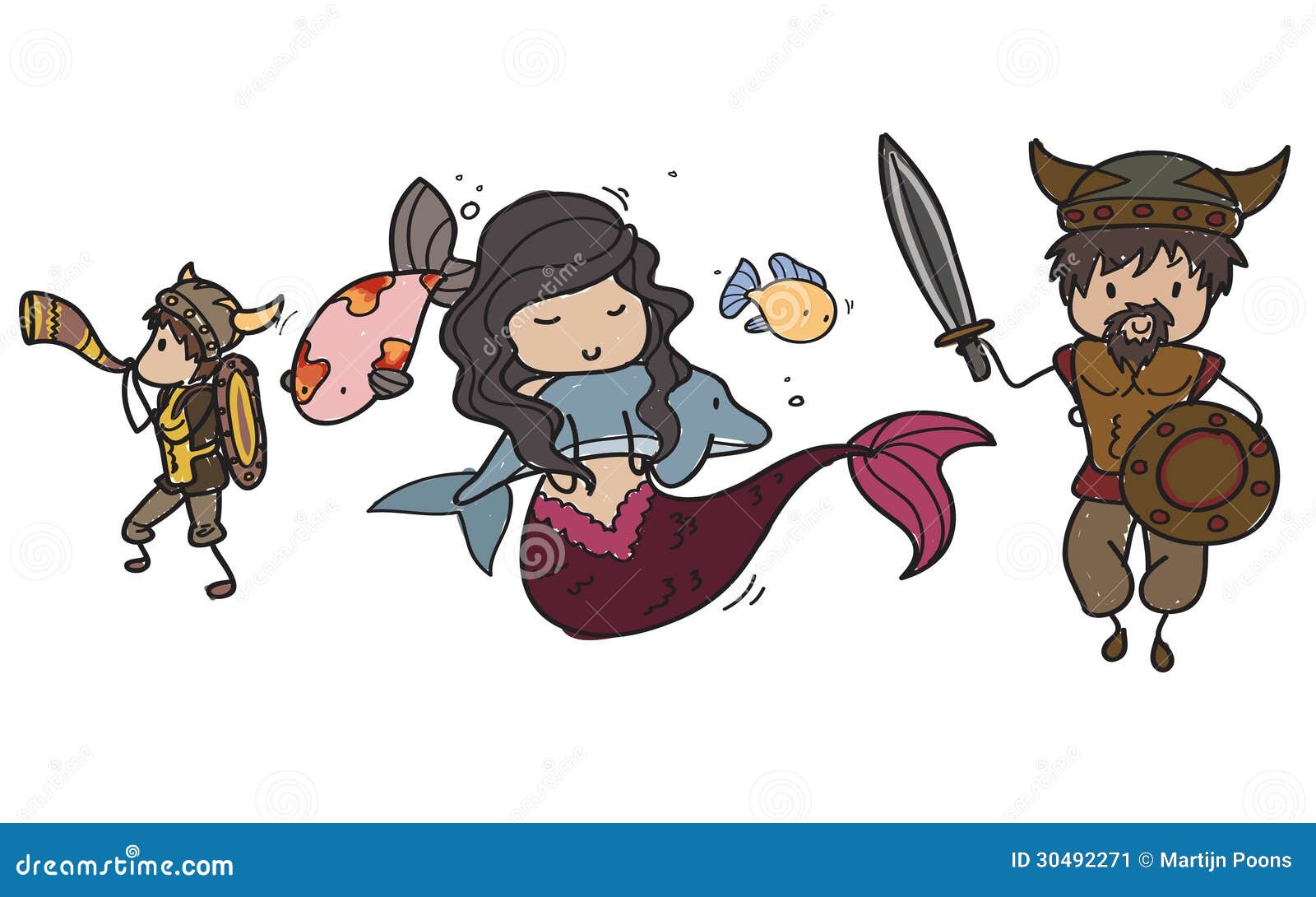 Viking and mermaid stock vector. Illustration of cartoon - 30492271