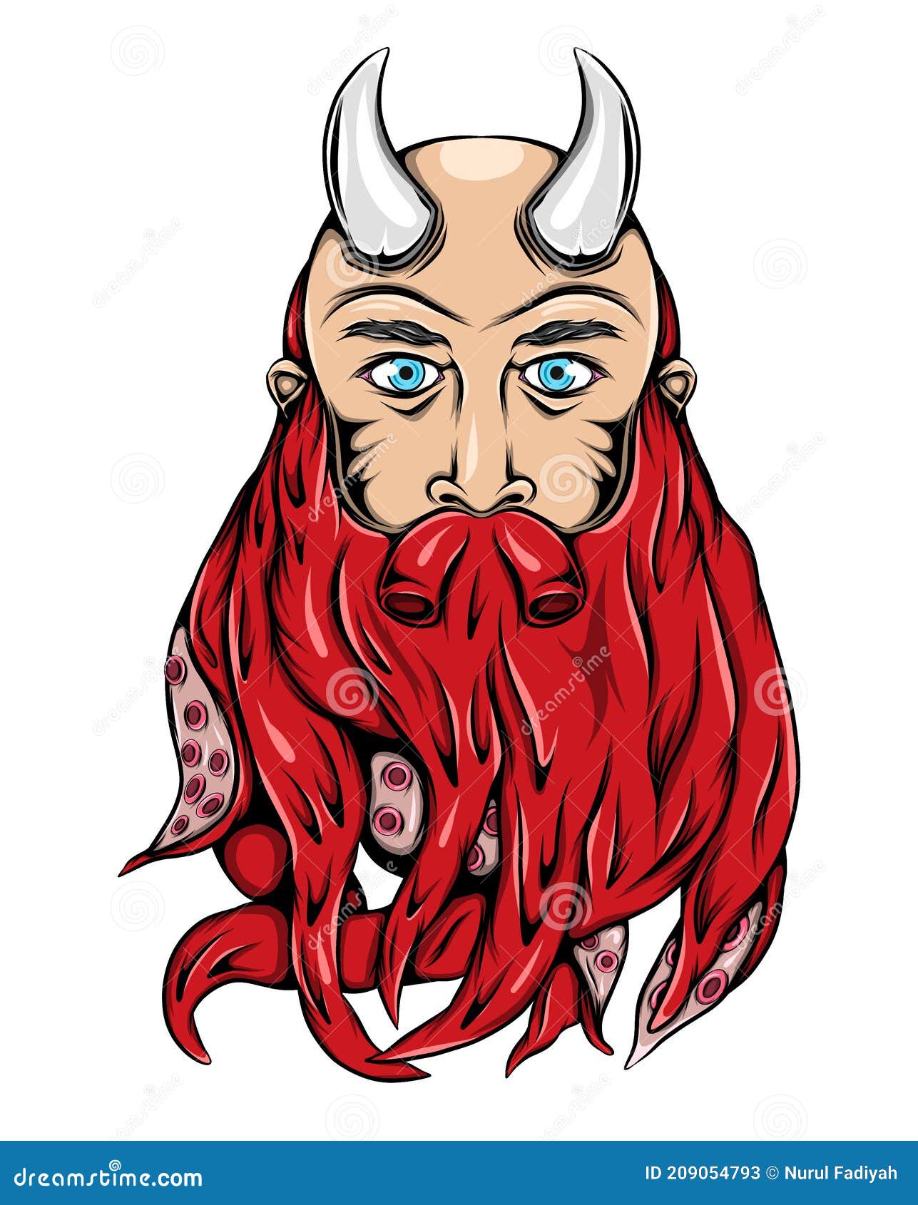 Monster With Beard On All Fours. Vector Illustration | CartoonDealer ...