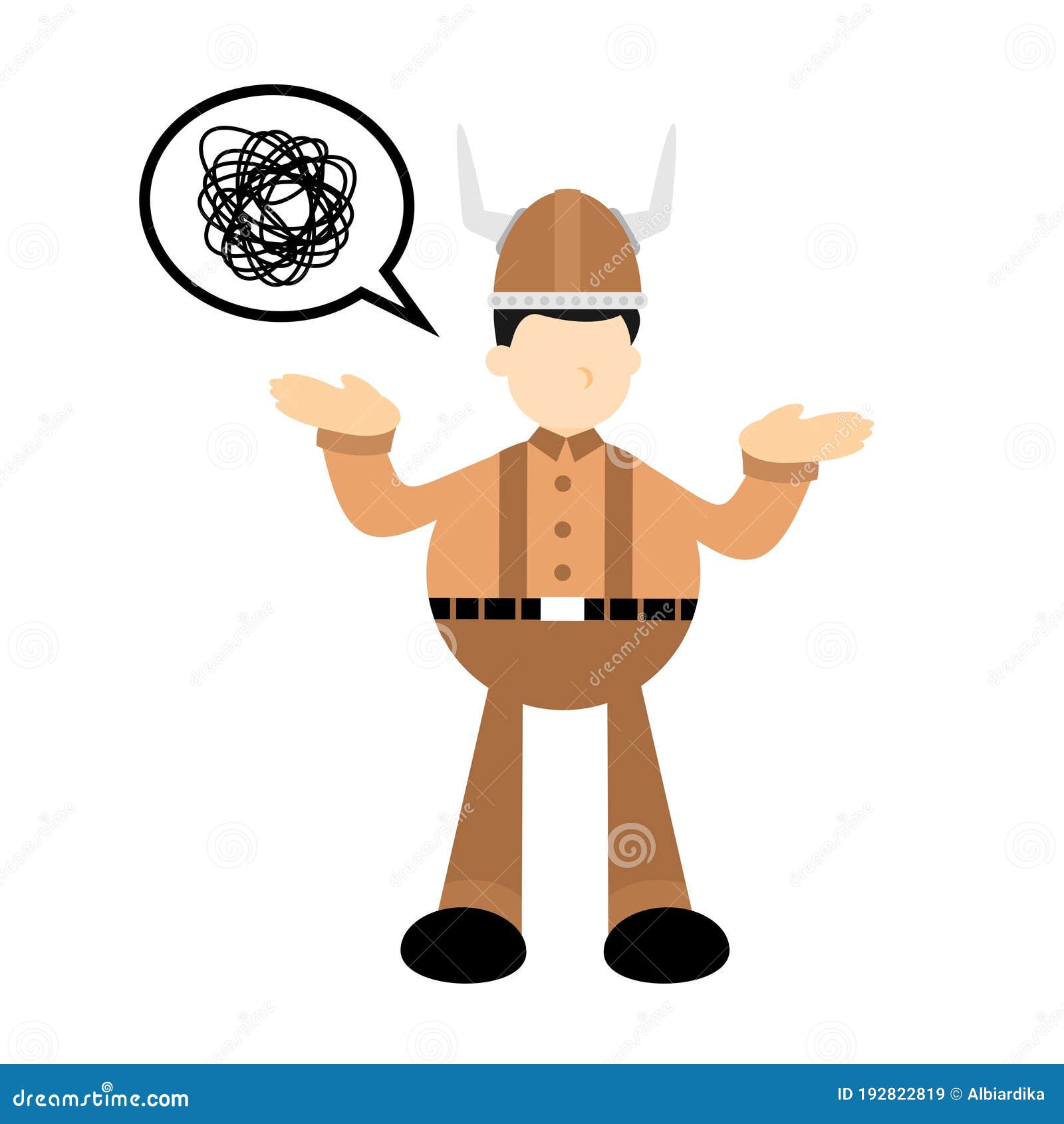 Barbarian Viking and Confuse Problem Cartoon Doodle Flat Design Style ...