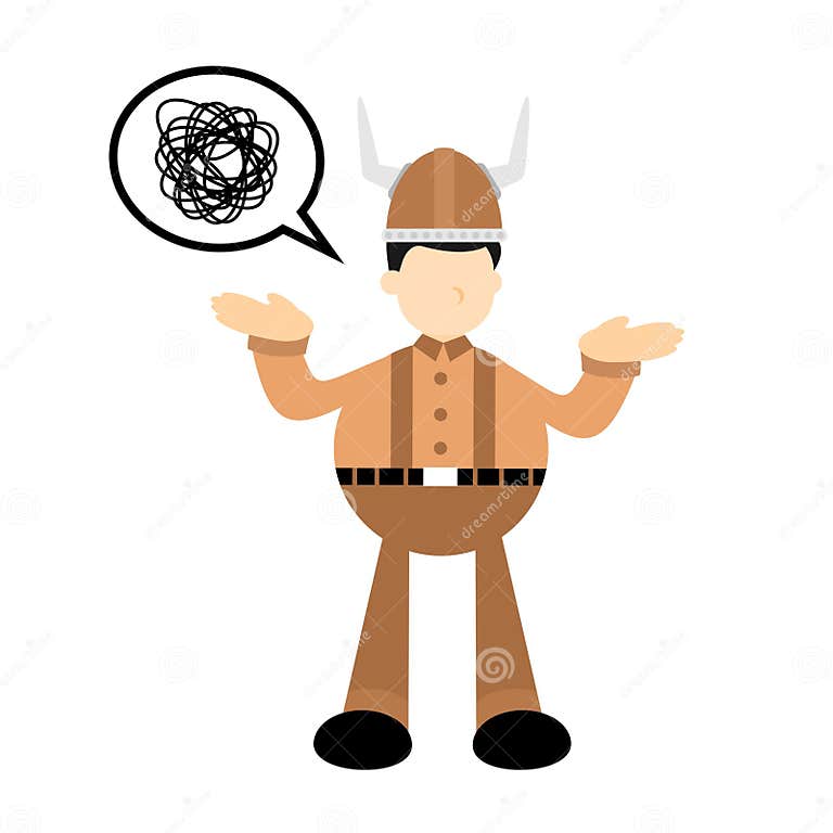 Barbarian Viking and Confuse Problem Cartoon Doodle Flat Design Style ...