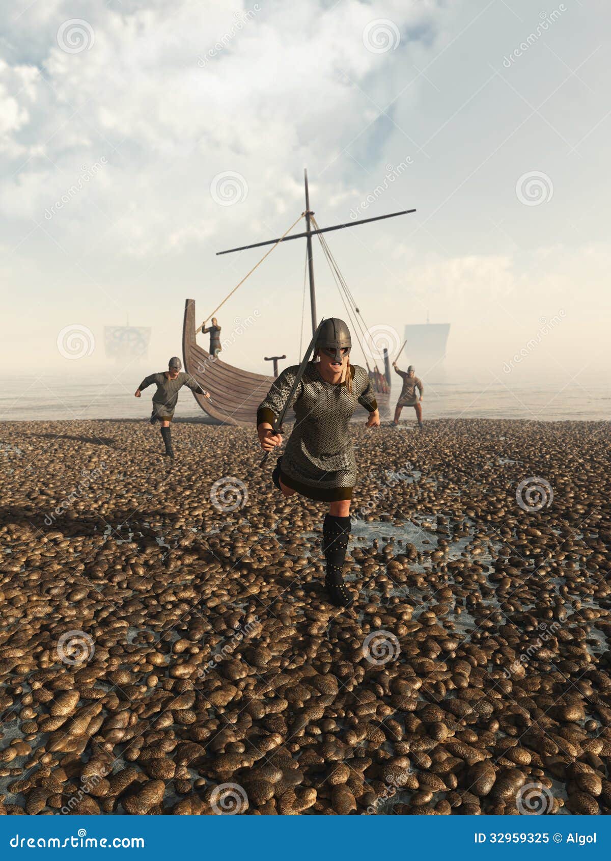 Viking Raid stock illustration. Illustration of digital - 32959325