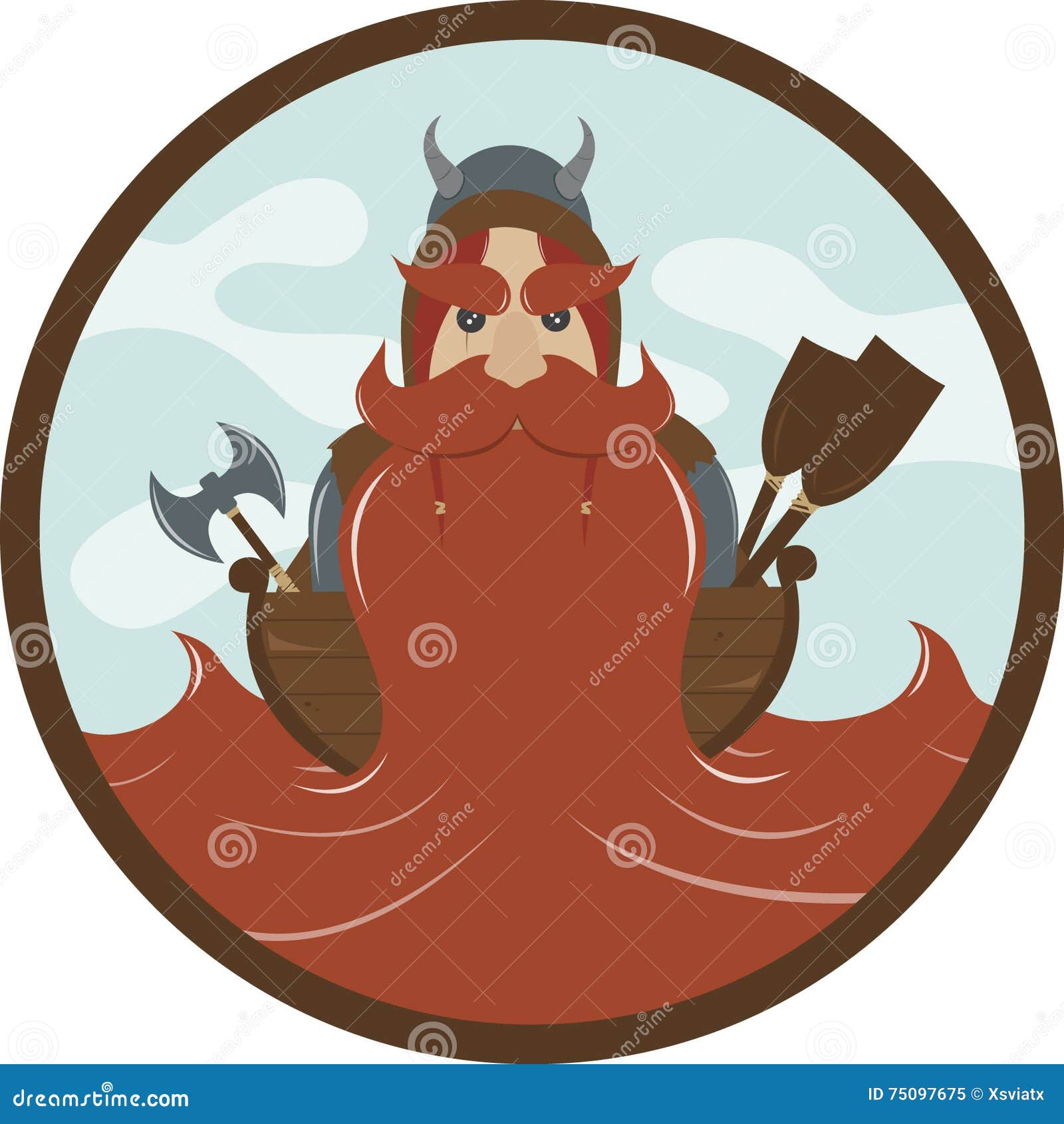 Viking with a Red Beard Flat Stock Vector - Illustration of warrior ...
